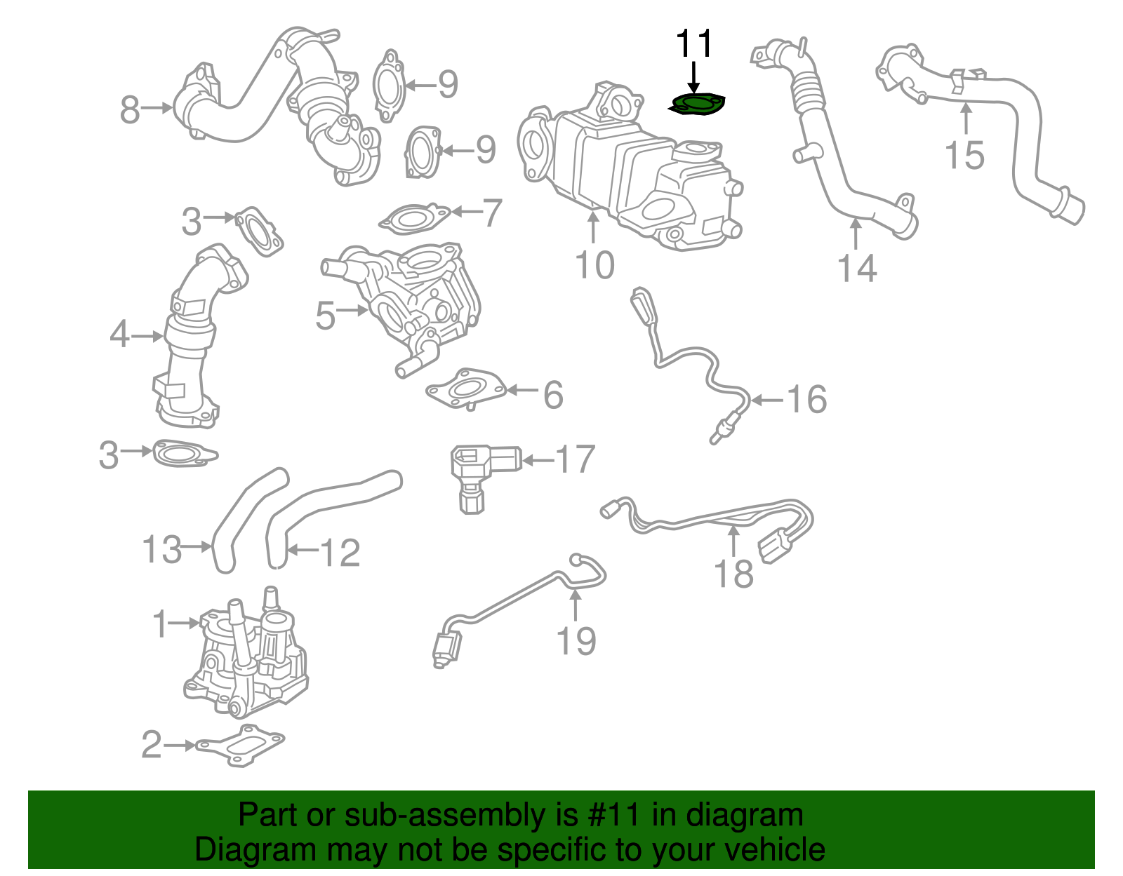 (Replaces 12648141) Exhaust Gas Recirculation (EGR) Cooler Gasket ...