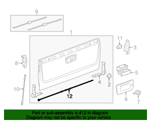 2007-2014 GM Tailgate Torque Rod 25889654 GM | GMPartsDirect.com