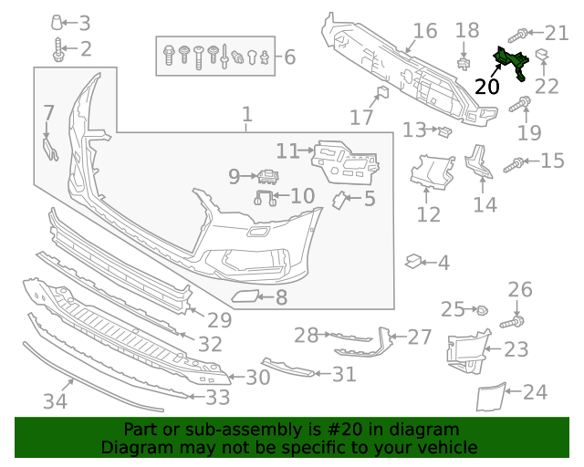 4K0-807-078 - Grille Reinforcement Bracket 2019-2024 Audi | Audi OEM Parts