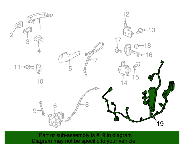 2016-2018 Chevrolet Malibu Front Passenger Side Door Wiring Harness ...