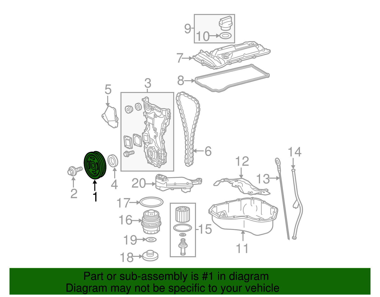 13470-0V010 - 2010-2011 Toyota Camry - Crankshaft Pulley | Toyota Parts ...