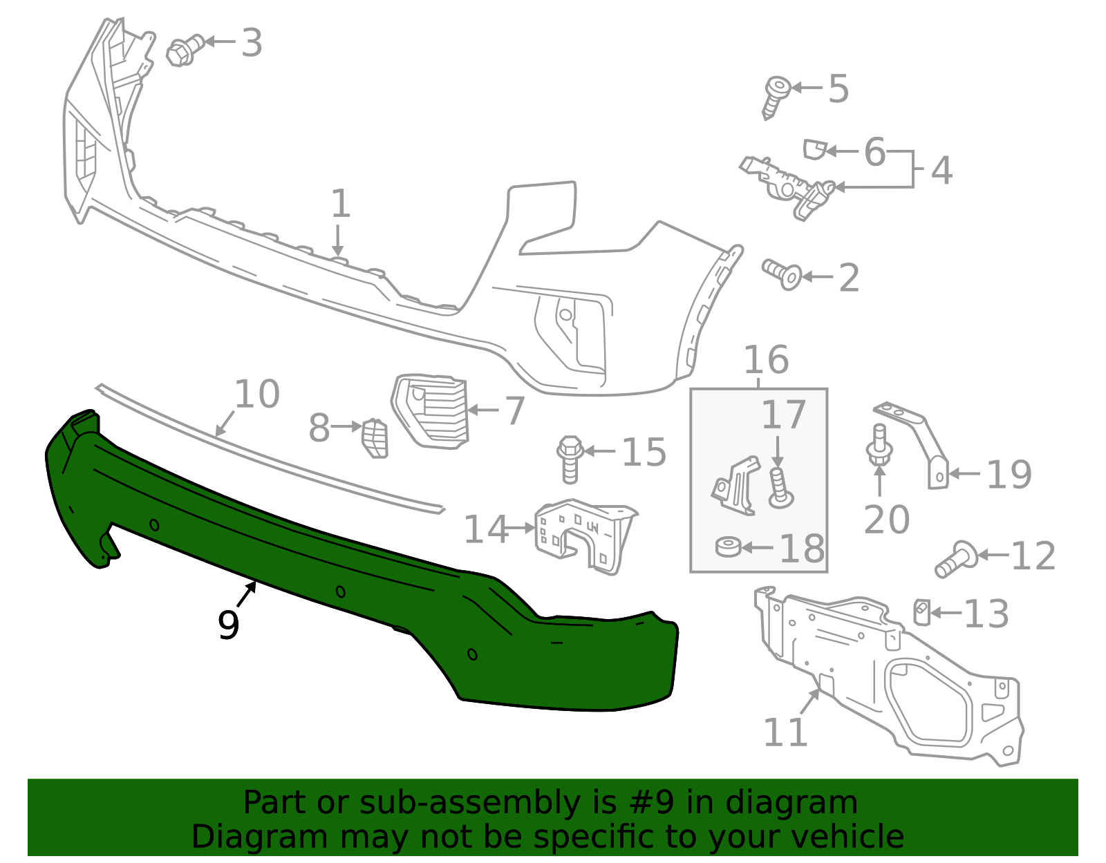 2019-2022 GMC Front Bumper Impact Bar 84482539 GM | GMPartsDirect.com