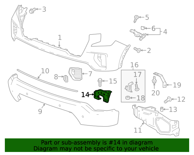 2019-2024 GM Front Passenger Side Bumper Impact Bar Bracket 23388669 GM ...