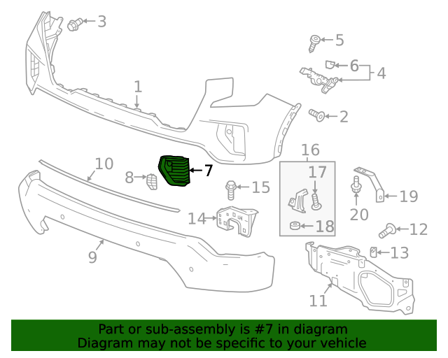 84878759 - Front Driver Side Fog Lamp Opening Cover 2022-2023 GMC ...