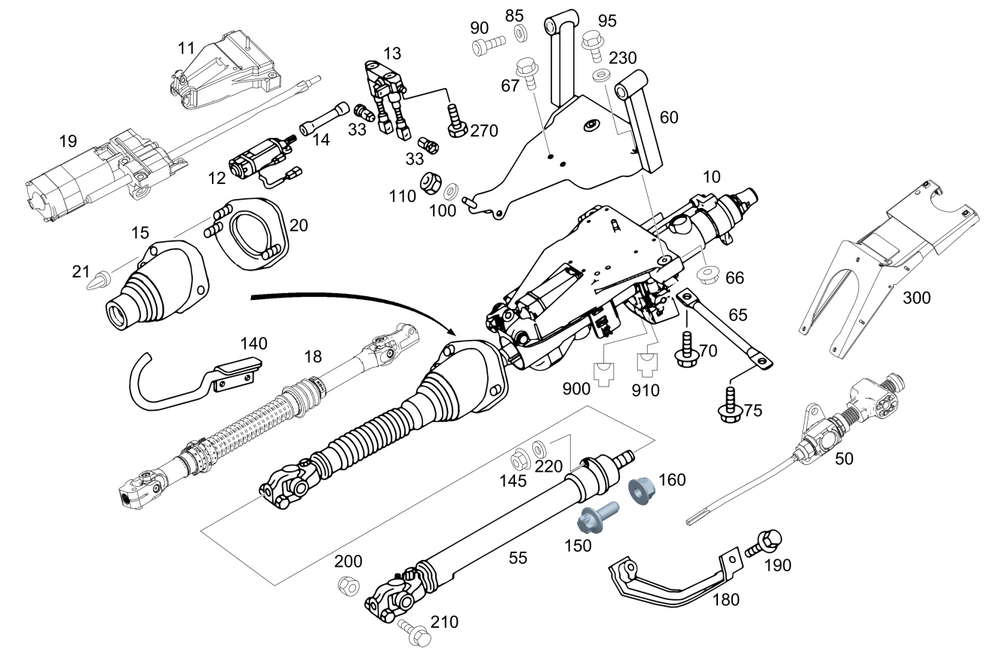 463-460-13-09 - Steering Shaft 2003-2018 Mercedes-Benz | Mercedes-Benz ...