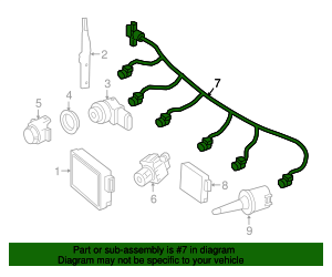 292-540-97-05-64 - Electrical Wiring Harness Front Bumper 2016-2019 ...
