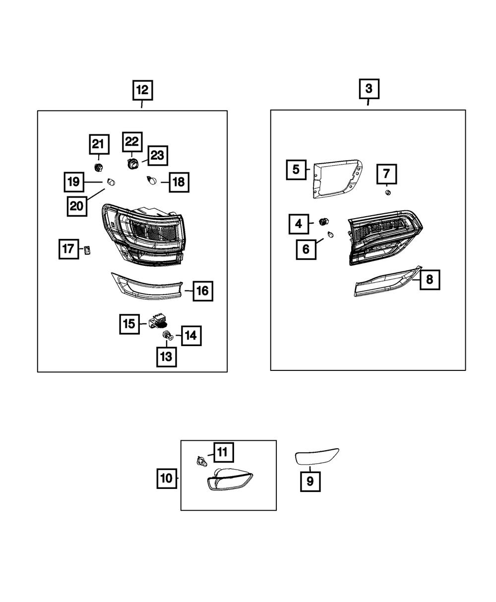 Tail Lamp Bezel Kit, Left for 2014-2021 Jeep Grand Cherokee | OEM Mopar ...