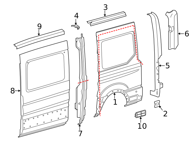 2015-2020 Ford OEM NEW 2015-2019 Ford Transit-150 Transit-250 Outer ...