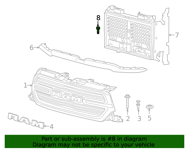 2019 Ram 1500 Shutter Assembly 68405073AD | TascaParts.com