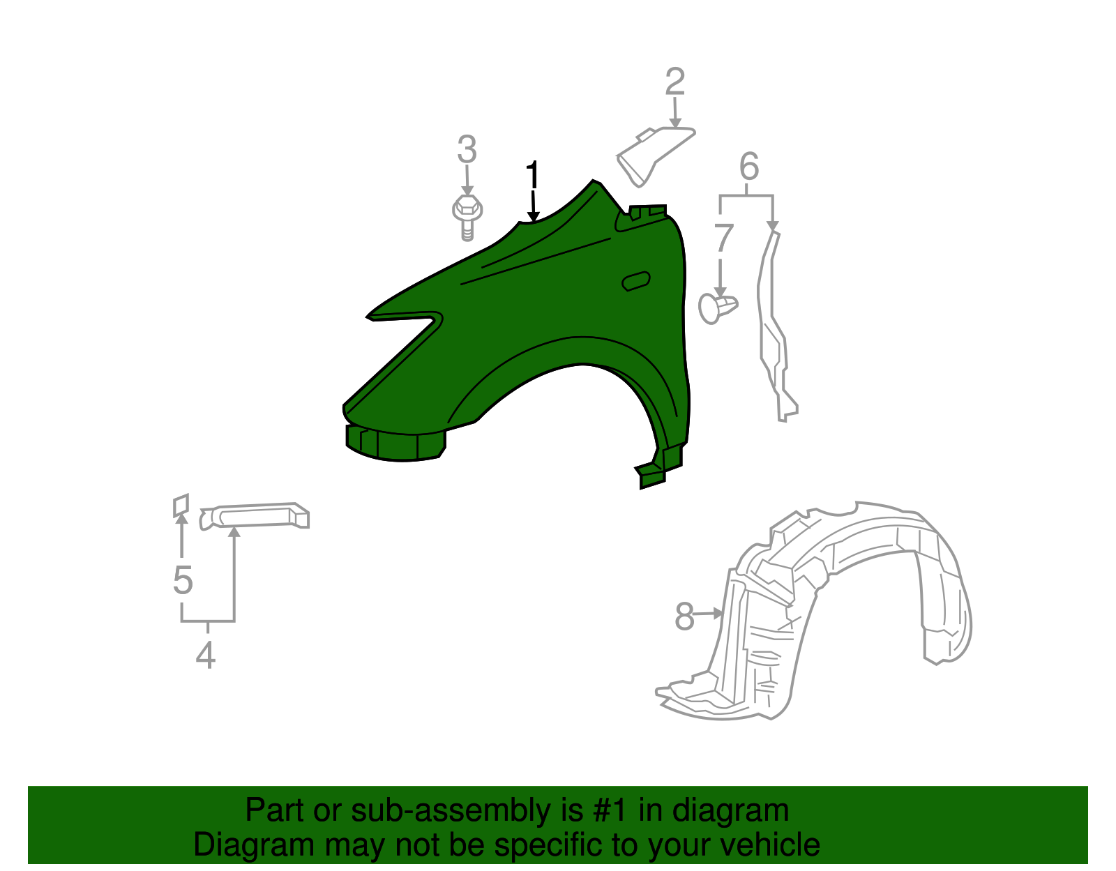 2006 Scion Front Passenger Side Fender Liner For Scion XA (2004-2006 ...