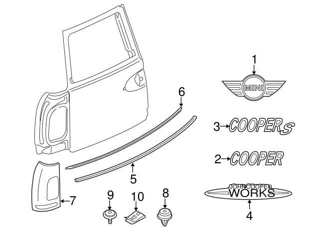 2008-2014 Mini Cooper Belt Molding 51-13-2-754-062 | The BMW Mini Part ...