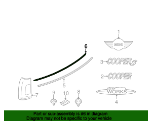 51-13-7-167-245 - Insert, trim strip, Splitdoor 2007-2014 Mini ...