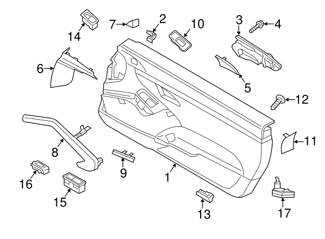 2013-2016 Porsche Door Trim Panel 991-555-204-04-GPG | Sunset Porsche Parts
