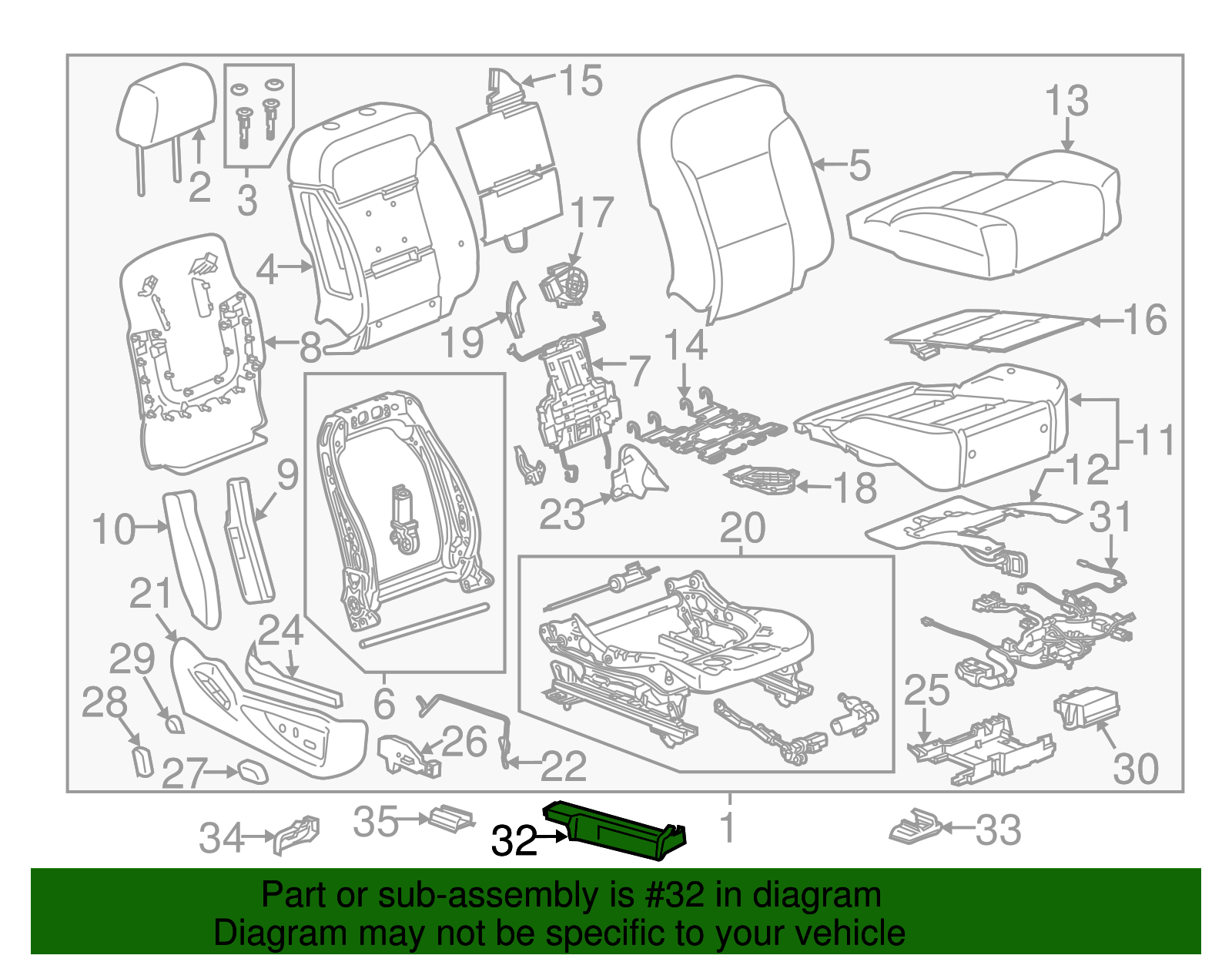 2014-2020 GM Jet Black Passenger Seat Adjuster Finish Cover 23218769 ...