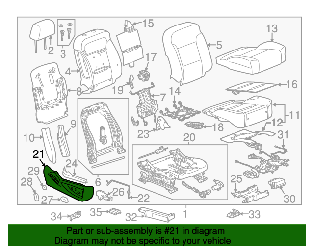 2014-2020 GM Black Front Passenger Side Seat Cushion Outer Finish Cover ...