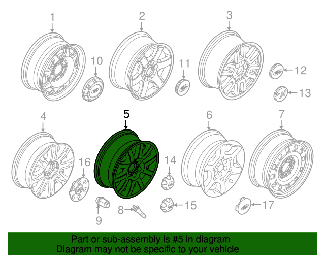 Ford Dealership 2015-2017 Ford Expedition Wheel, Alloy FL1Z-1007-F ...