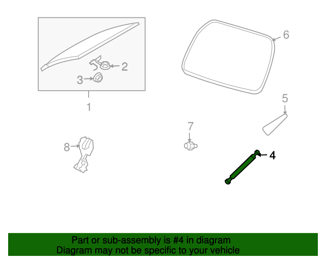 955-512-528-00 - Back Glass Lift Support 2003-2010 Porsche Cayenne ...