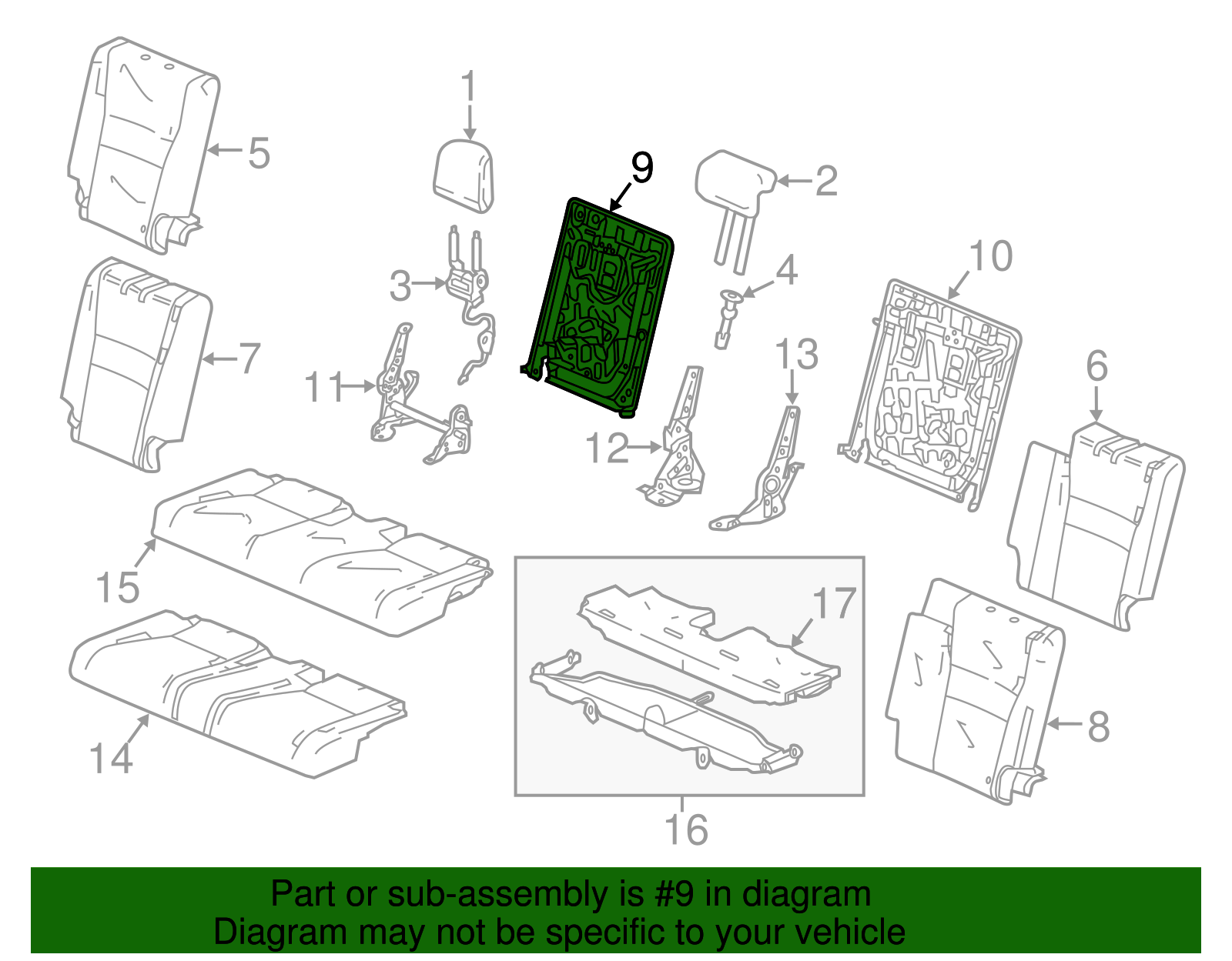82126-TG7-A01 - 2016-2022 Honda Pilot - Frame R Rear Seat-Back | Honda ...