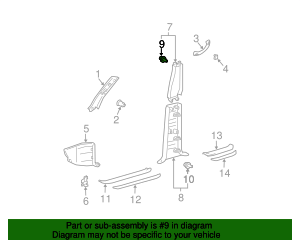 1998-2009 Toyota Lower Center Pillar Trim Clip 90467-11111 | Toyota Parts