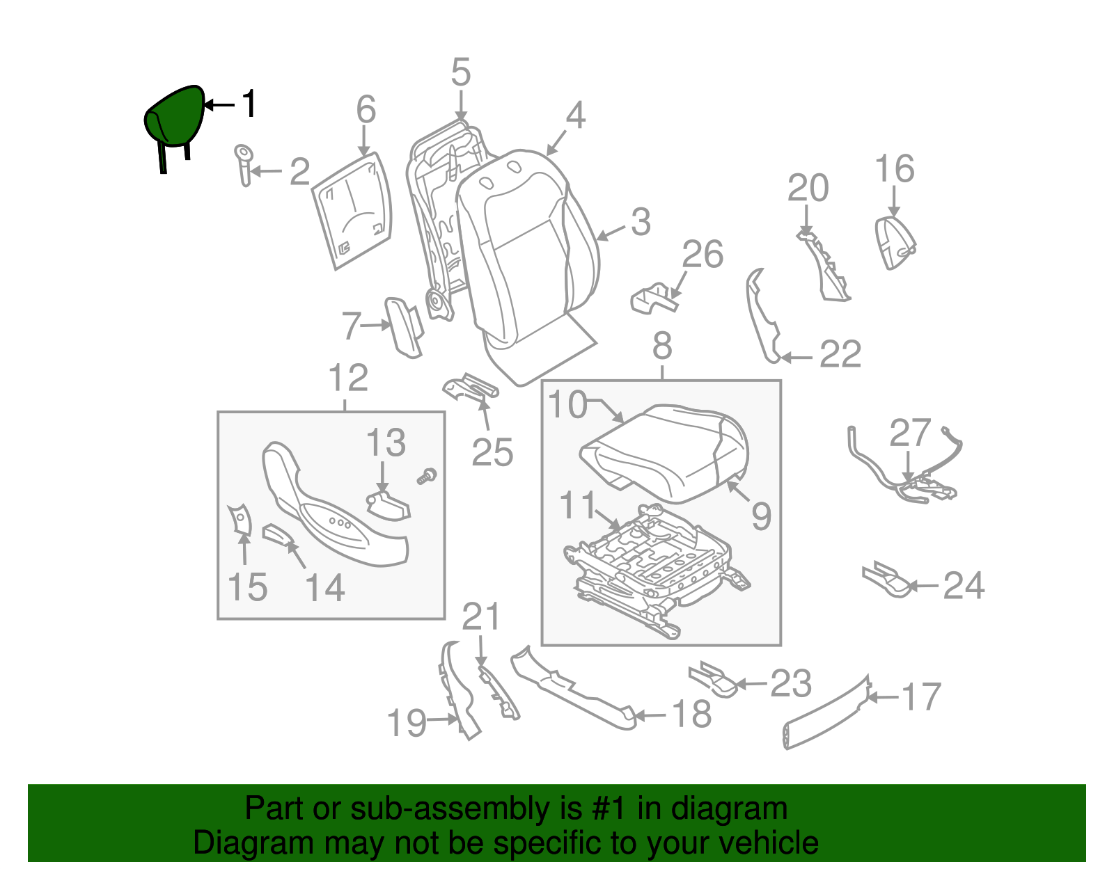86400-1CA3C - Headrest 2009-2017 Infiniti | INFINITI Parts ...