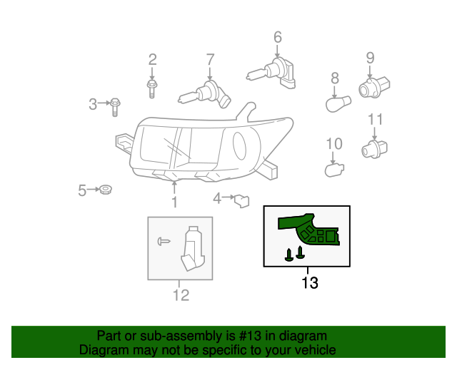2008-2015 Scion xB Retainer Headlamp P 81196-12070 | Toyota Parts Center