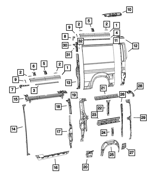 2014-2024 Ram C-Pillar Reinforcement 68167624AA | Mopar eStore