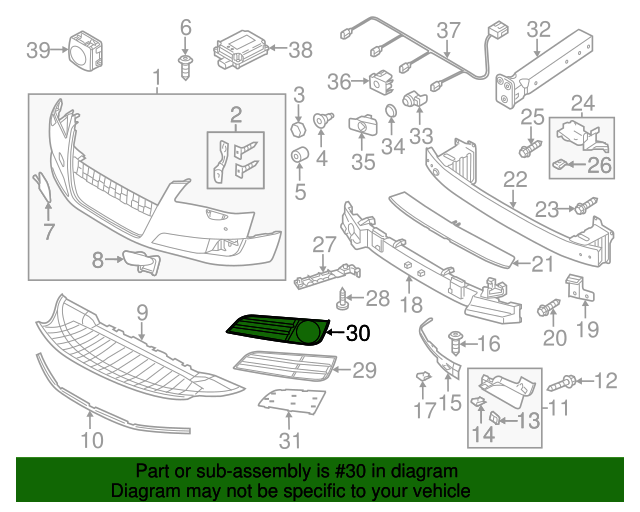 4H0-807-679-D-T94 - Lower Grille 2012-2014 Audi A8 Quattro | Audi OEM Parts