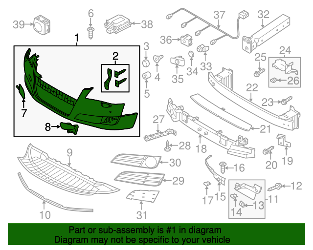 2011-2014 Audi A8 Quattro Bumper Cover 4H0-807-065-E-GRU | Audi Part CA