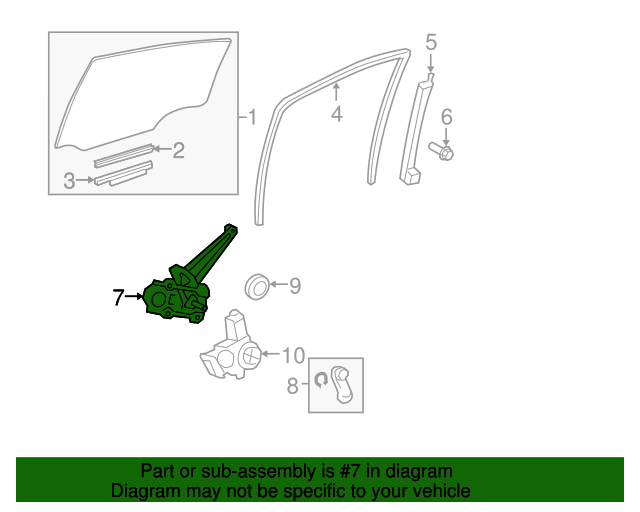 2012-2014 Toyota Yaris Window Regulator 69840-52260 | Toyota Parts Center