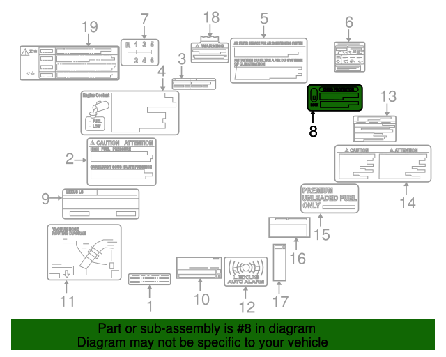 69339-48010 - Child Lock Label - 2008-2012 Lexus | MyLexusParts