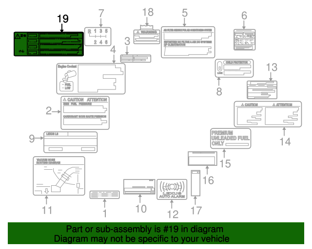 16793-0V010 - Fan Label For 2007-2018 Lexus | Lexus OE Parts