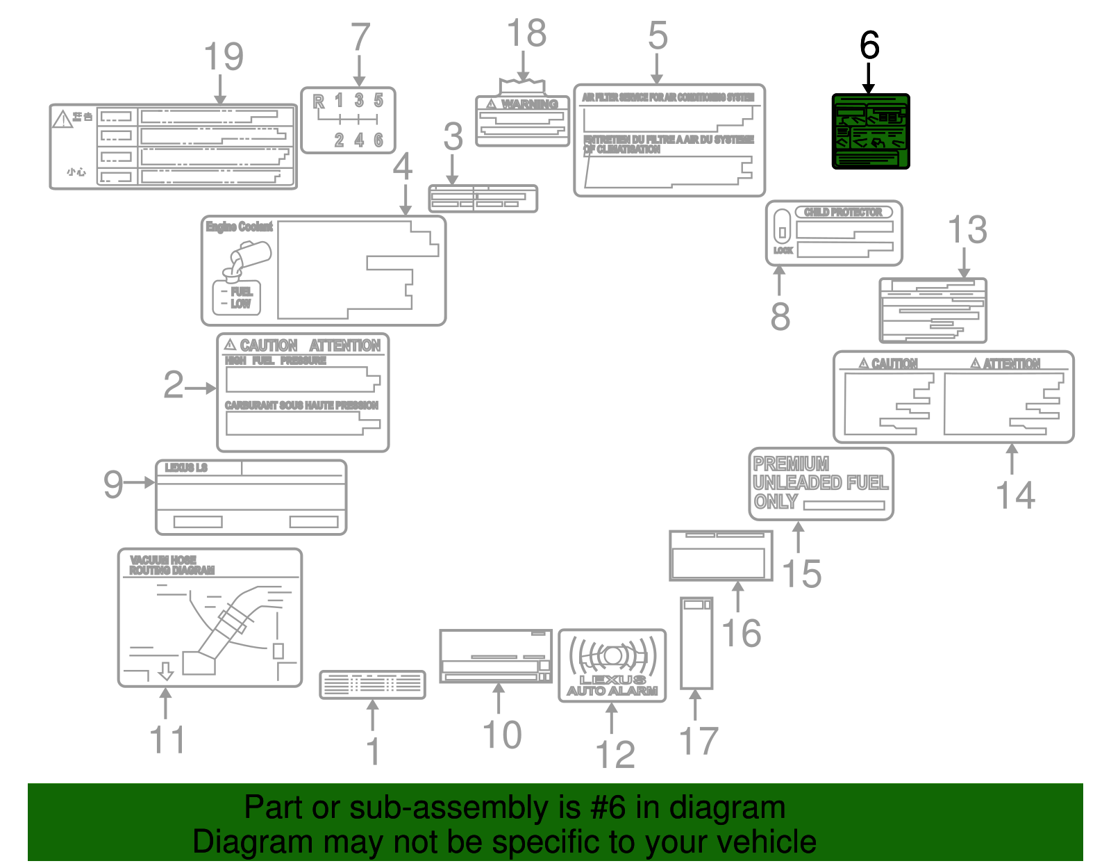 89616-30031 - 2006-2012 Lexus - Info Label | My L Parts