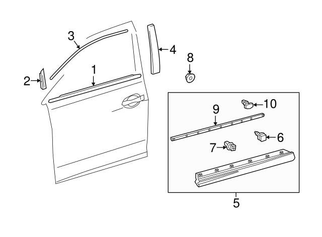 2016-2022 Lexus Body Side Molding 75071-0E100 | OEM Parts Online