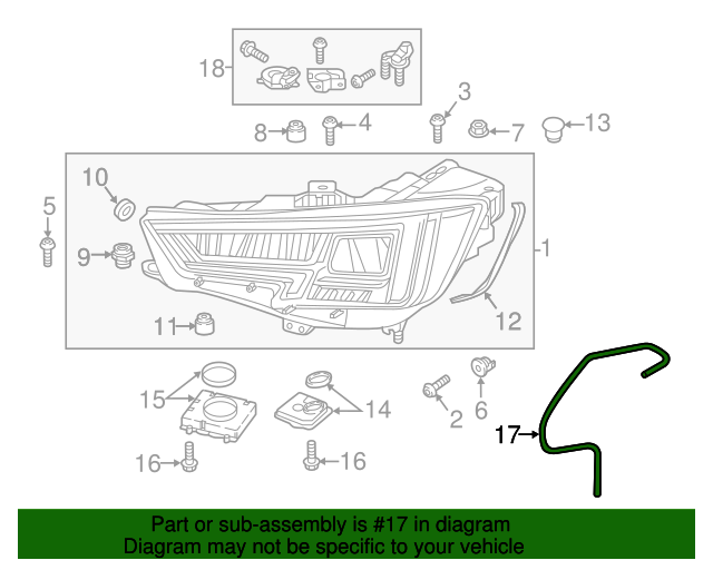 8W0-941-717-A - Headlight Housing Vent Tube 2017-2023 Audi ...