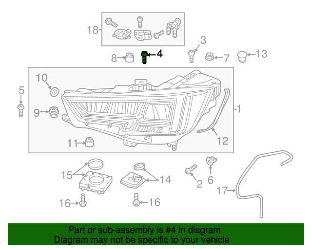 N-910-702-01 - Headlamp Assembly Bolt 2006-2023 Audi | Audi OEM Parts
