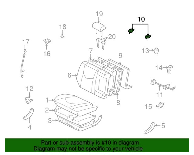 64928-48010-C0 - Tonneau Cover Holder - 2001-2007 Toyota Highlander ...