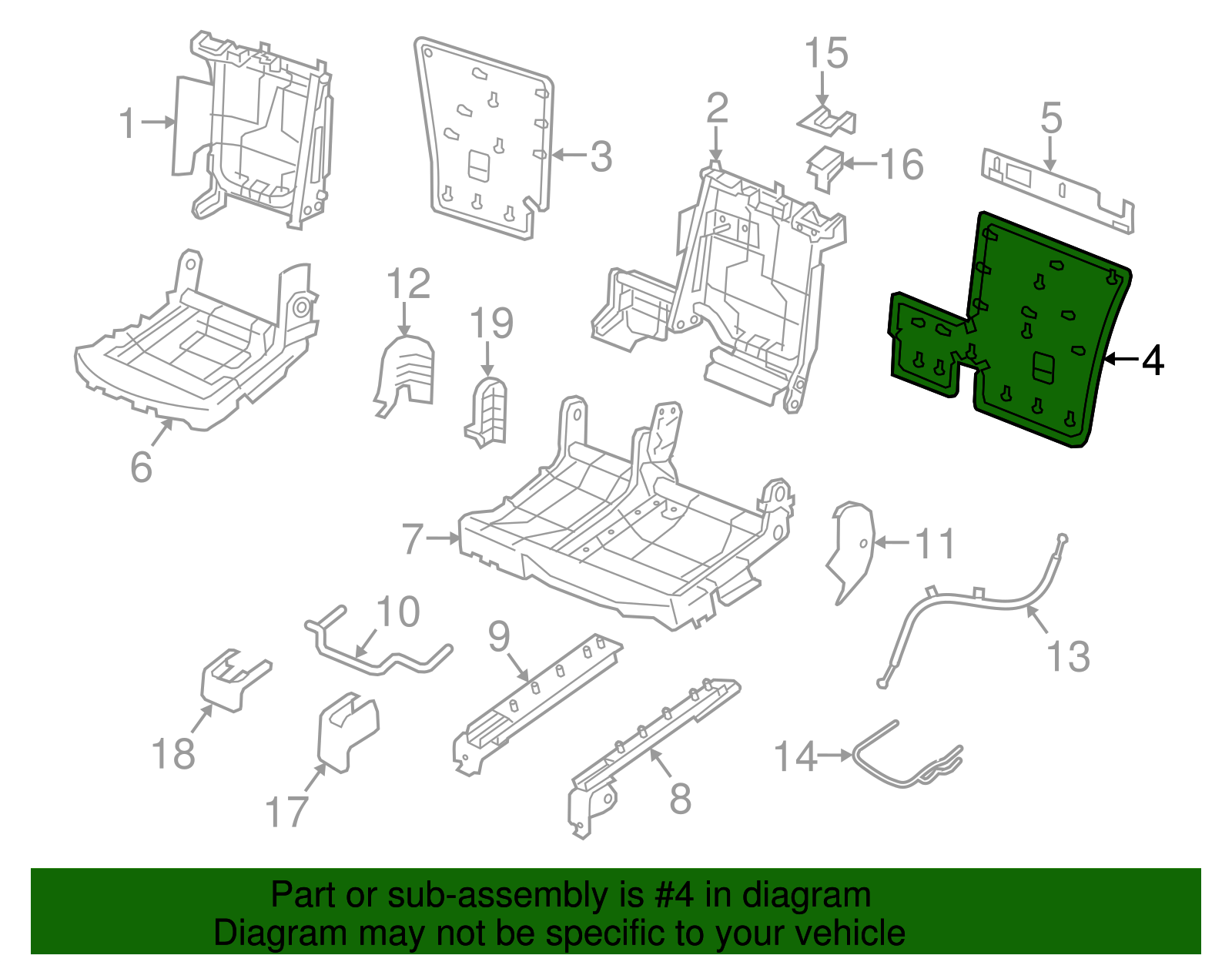 2014-2020 Nissan Rogue Seat Back Panel 88659-4BA2A | Melloy Nissan Parts