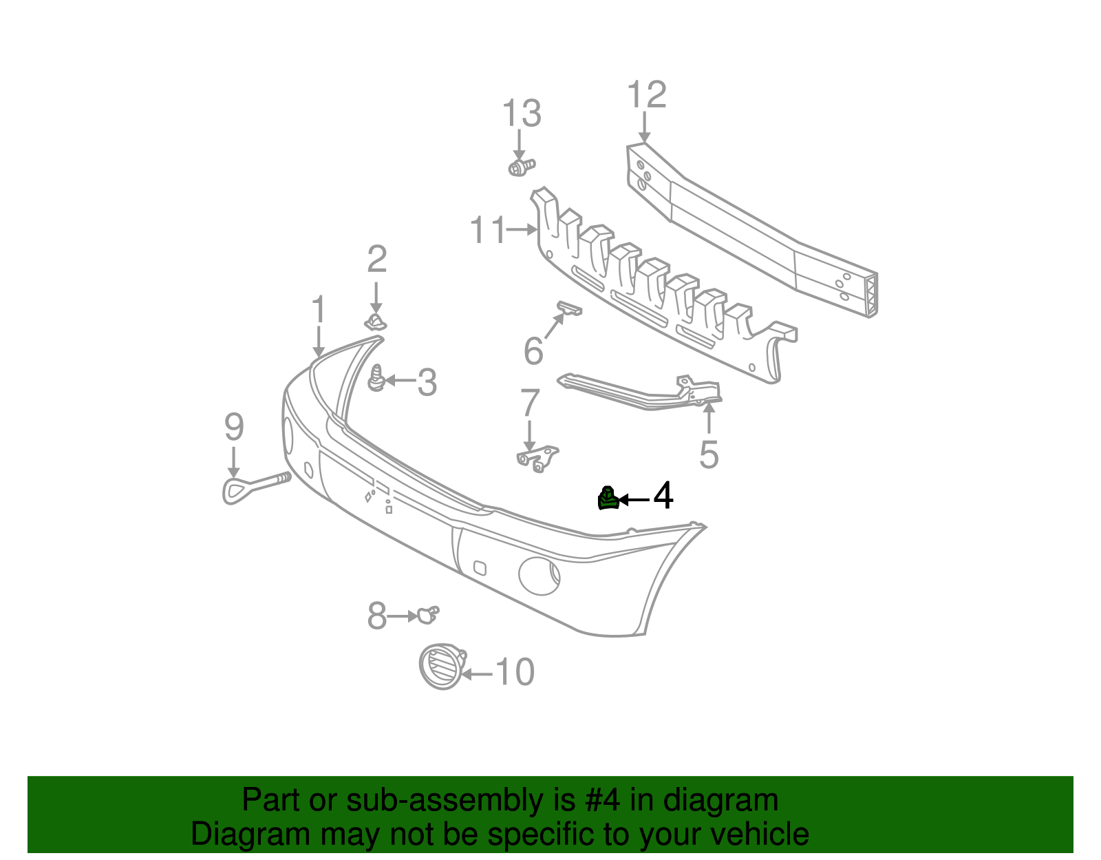 2000-2007 Toyota Bumper Cover Bracket (Left, Right, Front, Rear) 52197 ...