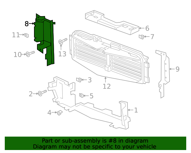 2020-2022 Cadillac XT6 Passenger Side Upper Radiator Air Baffle ...