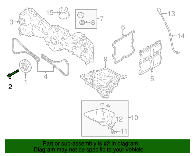 2011-2020 Subaru Crankshaft Pulley Bolt 12369AA091 | QuirkParts