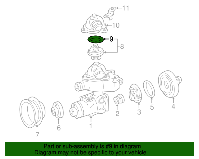 1985-2004 Mercedes-Benz Engine Coolant Thermostat Gasket 015-997-23-48 ...
