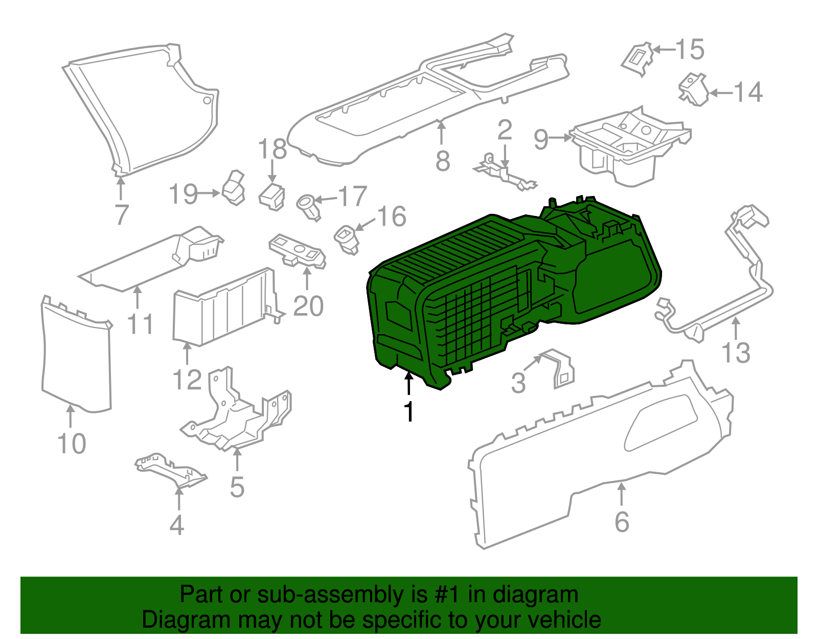83402-T0A-A01ZB - 2012-2014 Honda CR-V - Box Assembly Console *NH686L ...