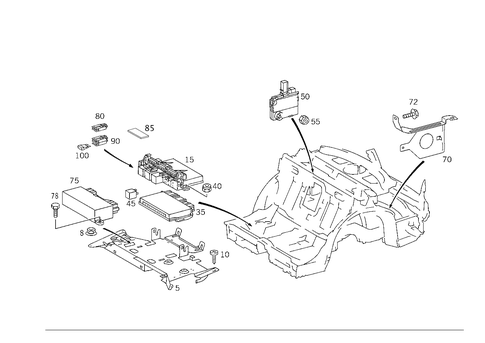 Control Units and Rear Fuse Box for 1998 Mercedes-Benz CL 500 ...