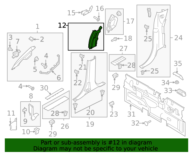 2021 Ford F-150 Upper Center Pillar Trim ML3Z-1624347-AC | QuirkParts