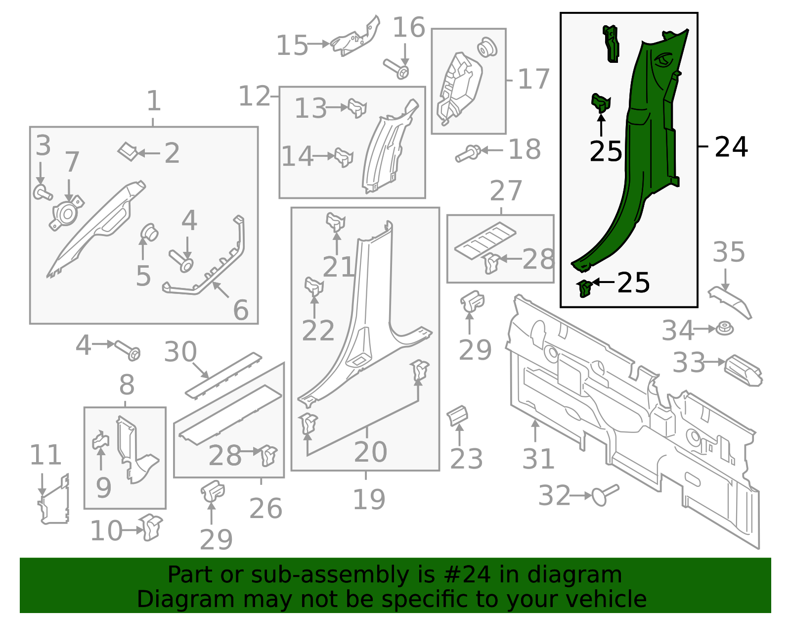 2021-2024 Ford Rear Pillar Trim ml3z16278d12ad | TascaParts.com