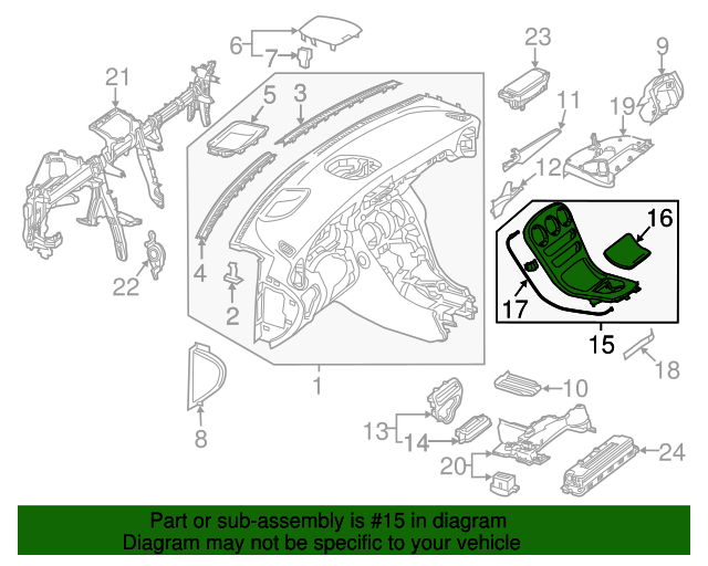 205-680-96-04 - Center Panel 2015-2016 Mercedes-Benz | Mercedes-Benz ...