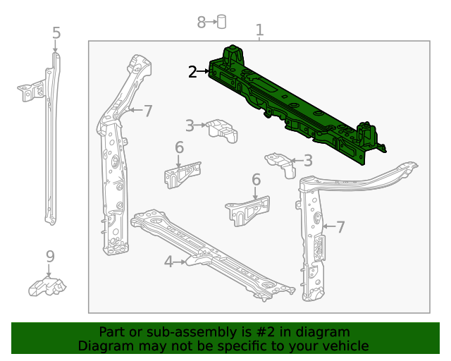 53205-08040 - Radiator Support Tie Bar 2021-2023 Toyota Sienna | Longo ...