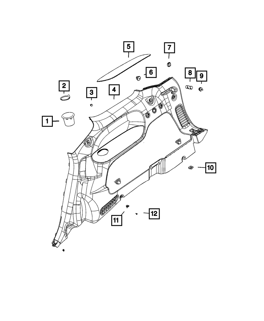 2013-2025 Dodge Durango Quarter Trim Panel, Right 7CU83DX9AB | Mopar eStore