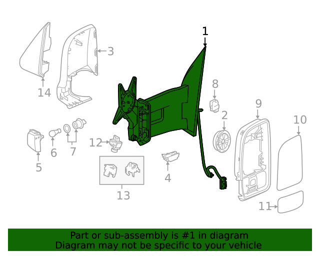 9108111600 - Mirror Base - Right 2019-2024 Mercedes-Benz | Mercedes ...
