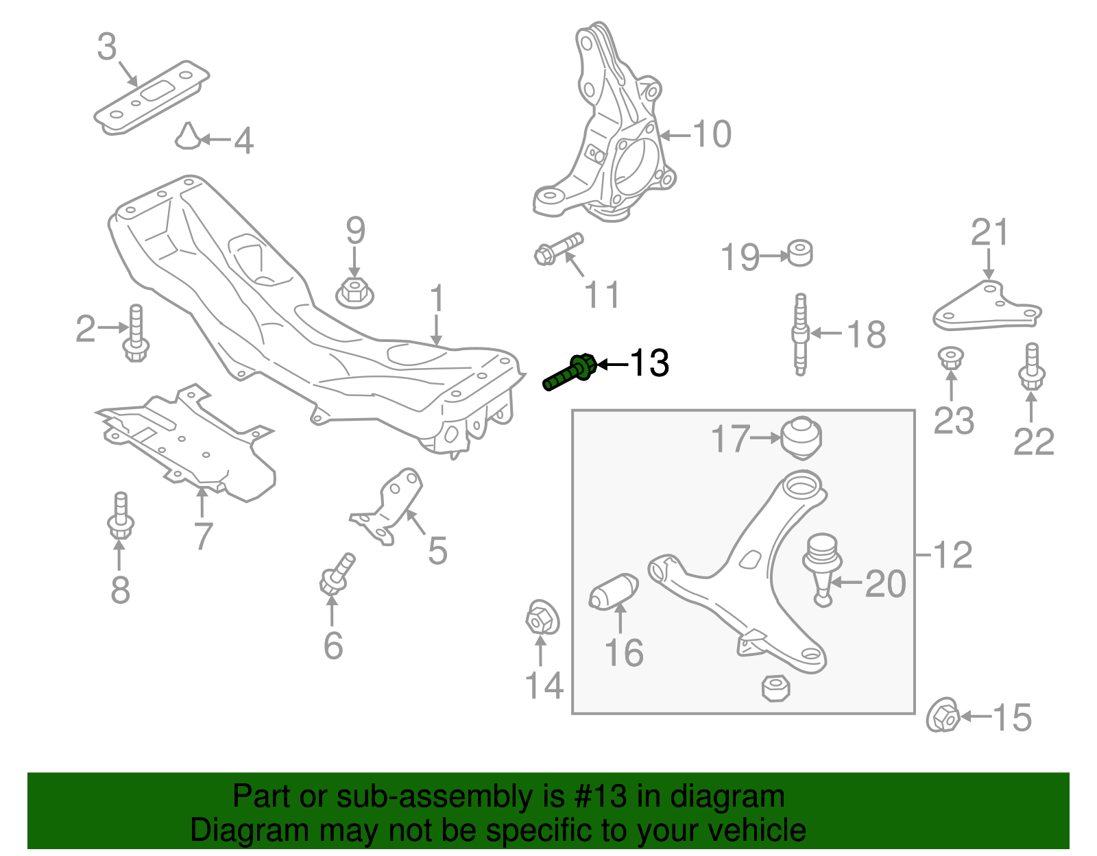 901000396 - Lower Control Arm Bolt 2014-2024 Subaru | Subaru Parts ...